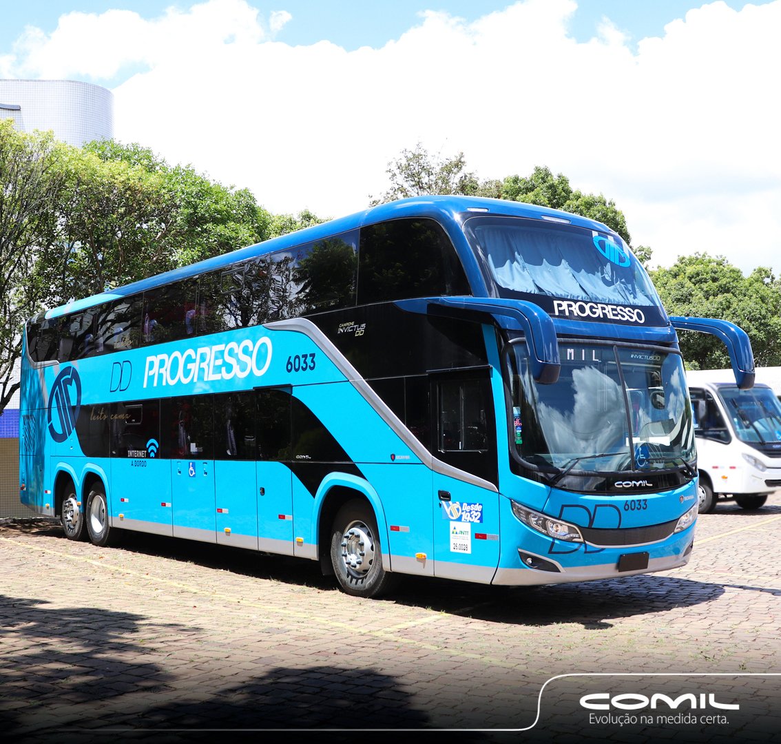 Comil Invictus DD 2023 é a novidade na frota da Progresso - Ônibus ...